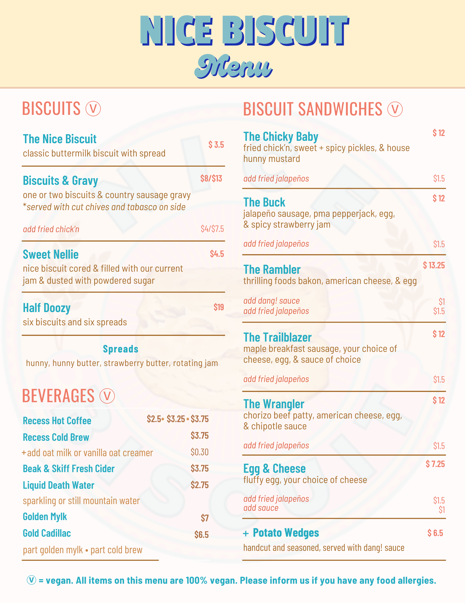 MENU | Nice Biscuit